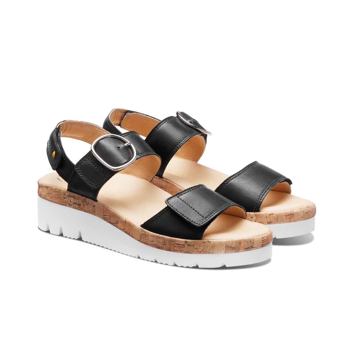 Women's Portola Two Strap Sandal | Black Leather – Samuel Hubbard